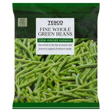 Tesco Quick Frozen Fine Whole Green Beans 450 g - Tesco Groceries