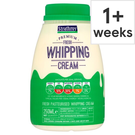 Strathroy Fresh Whipping Cream Screw Top 250Ml - Tesco Groceries