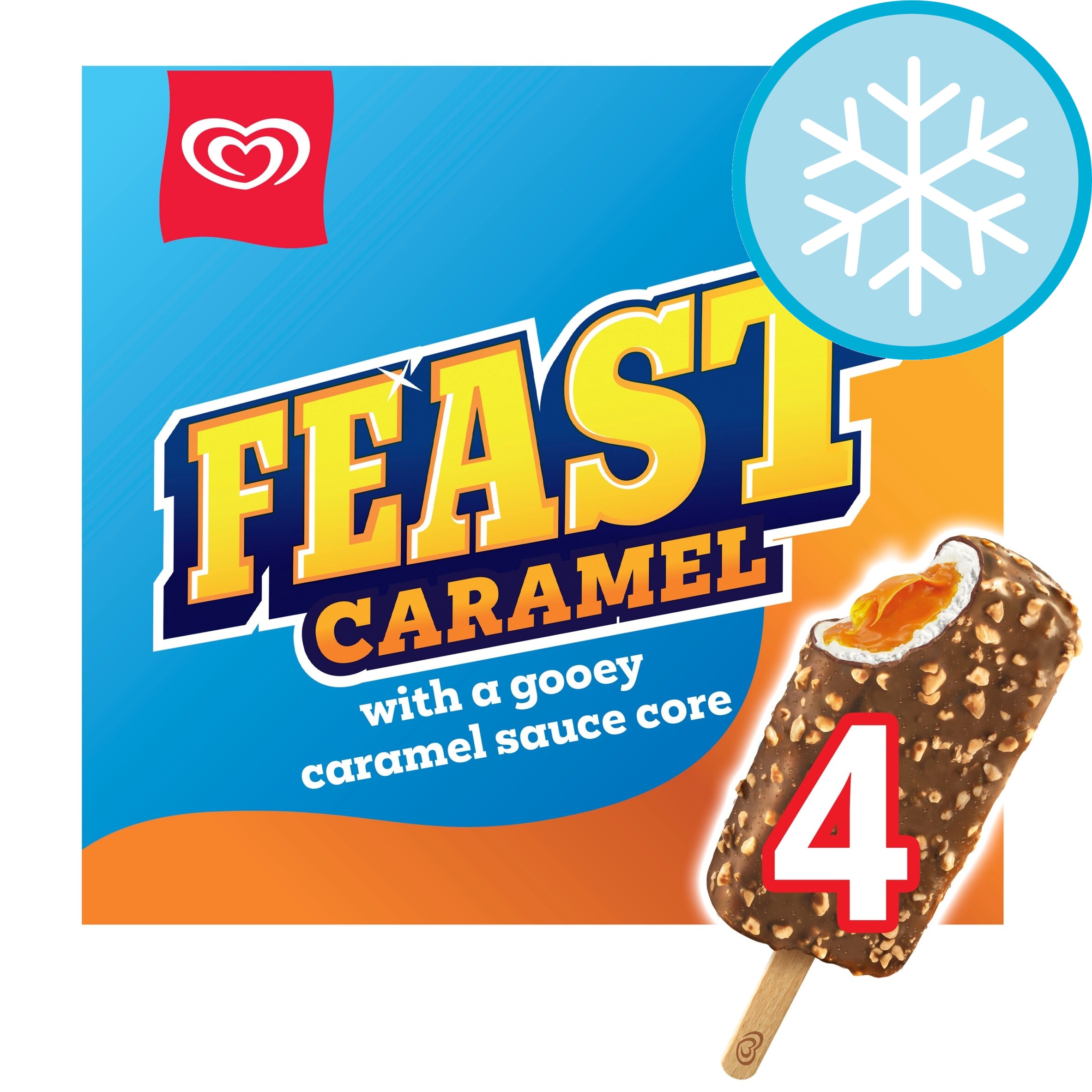 Feast Caramel Ice Cream Sticks 4 x 90ml - Tesco Groceries