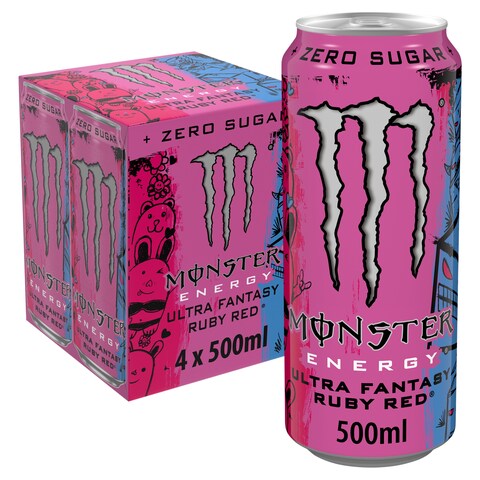 Monster Ultra Fantasy Ruby Red 4x500ml - Tesco Groceries
