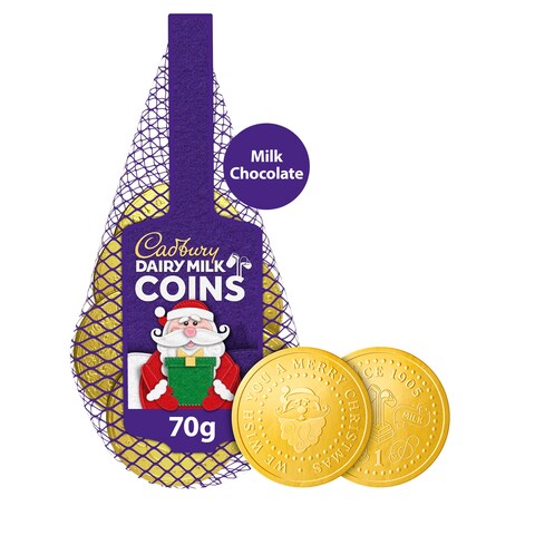 Cadbury Dairy Milk Chocolate Xmas Coins Bag 70g - Tesco Groceries