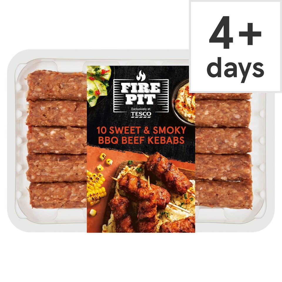Tesco Fire Pit 10 Sweet & Smoky Beef Kebabs 400G - Tesco Groceries