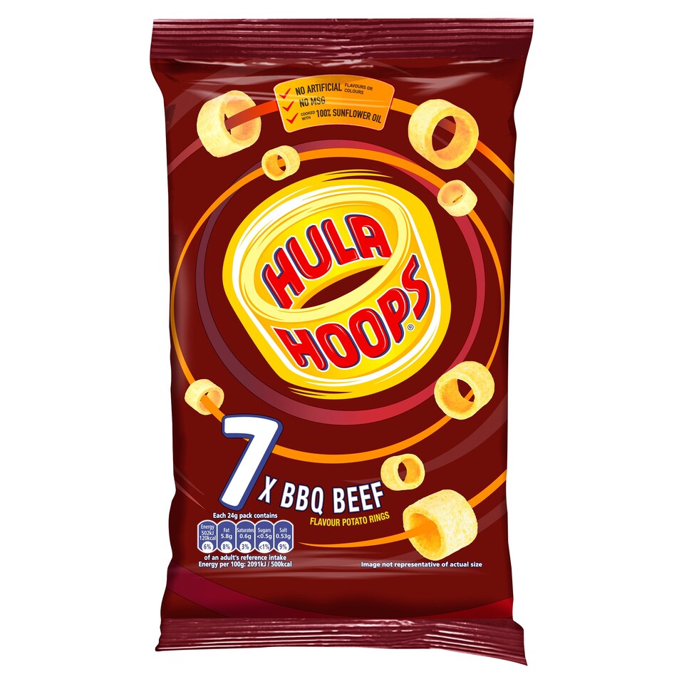 Kp Hula Hoops Bbq Beef 7 X 24G - Tesco Groceries