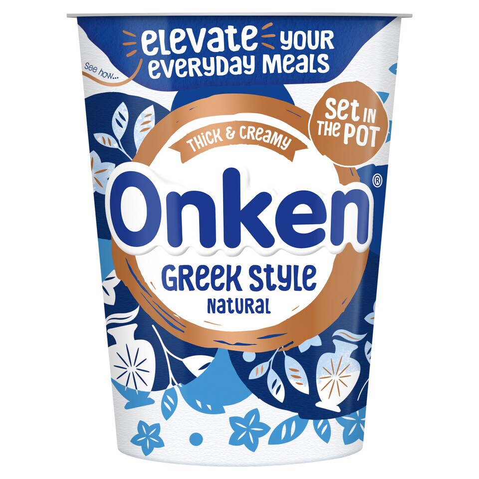 Onken Greek Style Set Yogurt Natural 450g - Tesco Groceries
