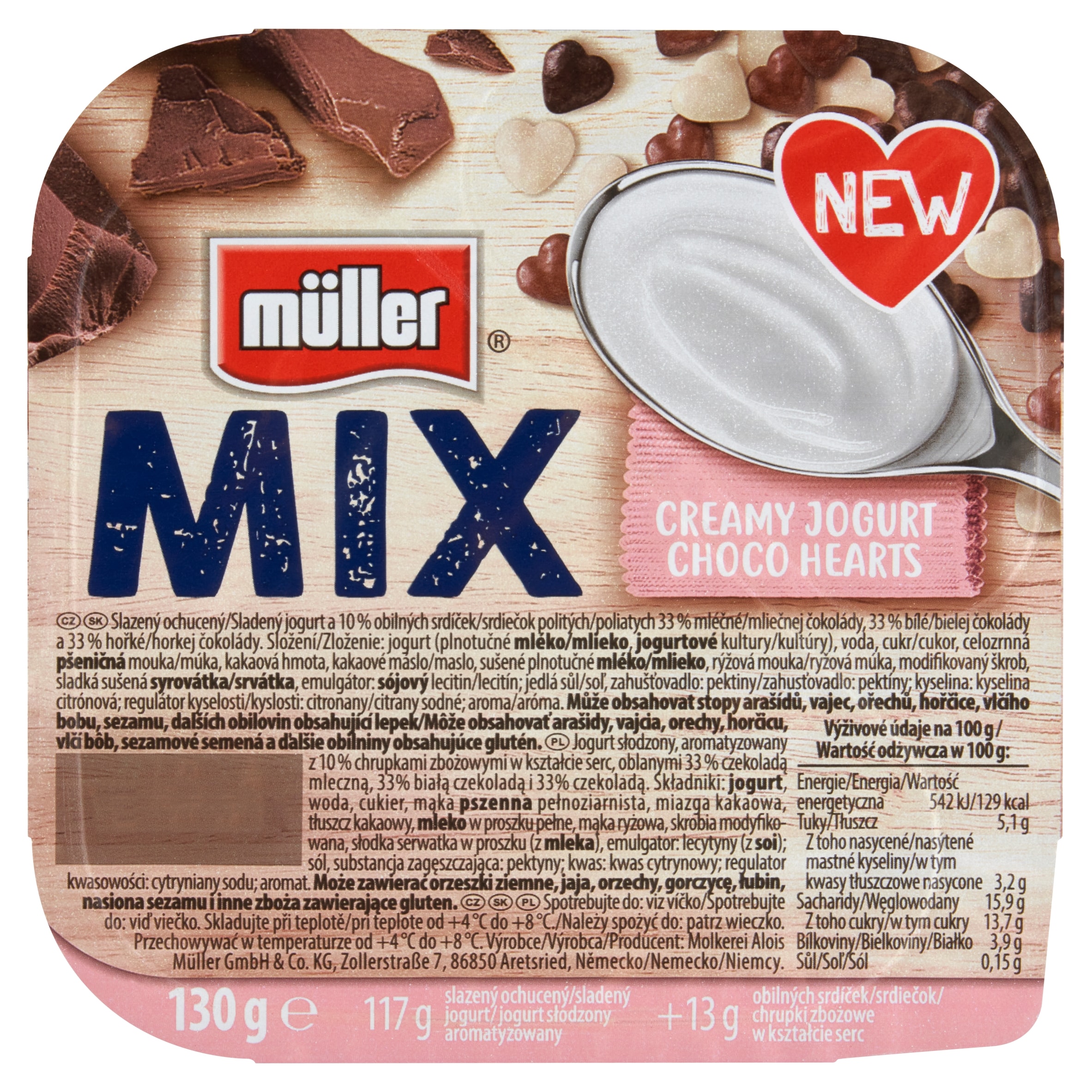 Müller Mix Choco Hearts jogurt 130g - Tesco Groceries