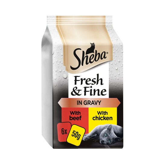 Sheba Fresh & Fine Beef & Chicken In Gravy 6X50g - Tesco Groceries