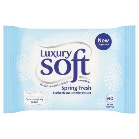 Tesco Luxury Soft 60 Flushable Toilet Tissue Spring Fresh - Tesco Groceries