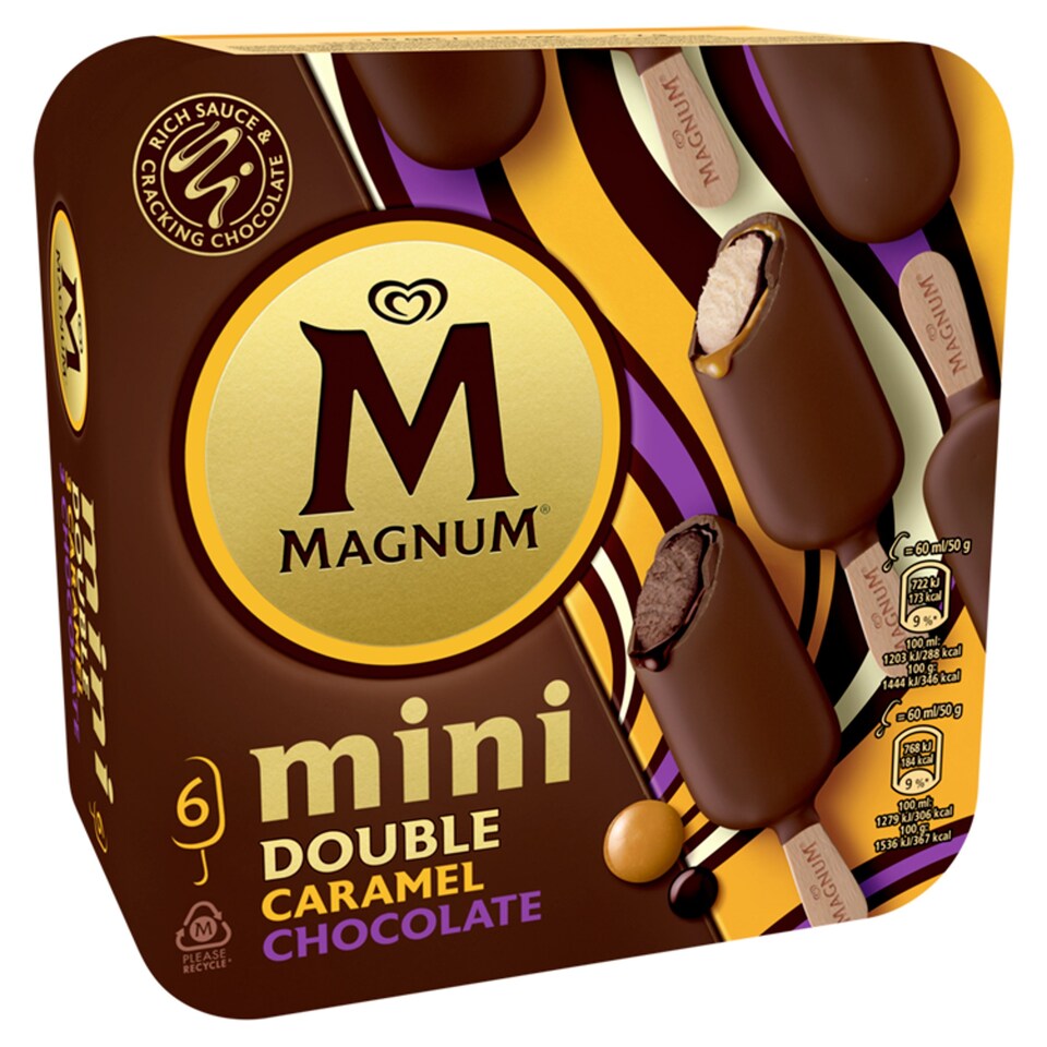 Magnum Mini Multipack Dupla Csokoládé és Dupla Karamell jégkrém 6 x 60 ...