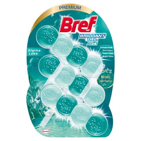 Bref Brilliant Gel All in 1 Alpine Lake tuhý WC blok 3 x 42 g - Tesco ...