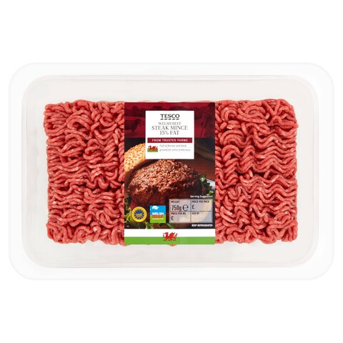Tesco Welsh Beef Steak Mince 15% Fat 750g - Tesco Groceries
