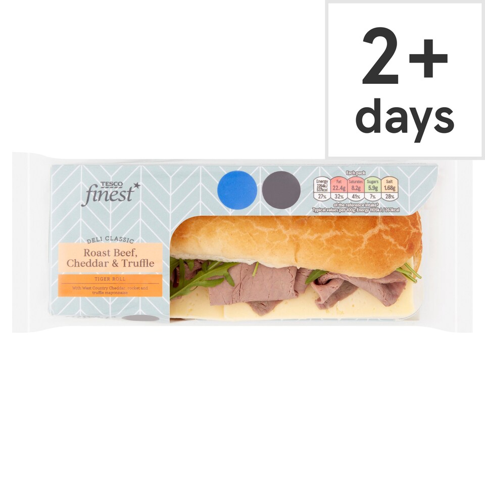 Tesco Finest Roast Beef Chedd & Truffle Tiger Roll - Tesco Groceries
