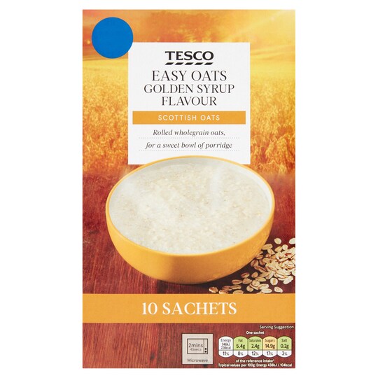 Tesco Easy Oats Golden Syrup 360G 10 Sachets - Tesco Groceries