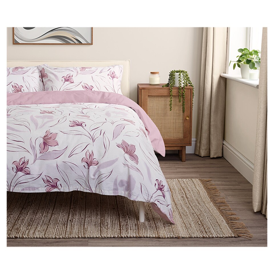 Fox & Ivy Harmony Lavender Iris Washed Cotton Duvet Set Superking ...