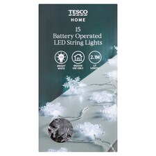 Tesco 15 Battery White Snowflake Christmas Lights - Tesco Groceries