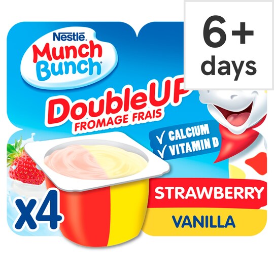Munch Bunch Double Up Strawberry & Vanilla Yogurt 4X85g - Tesco Groceries