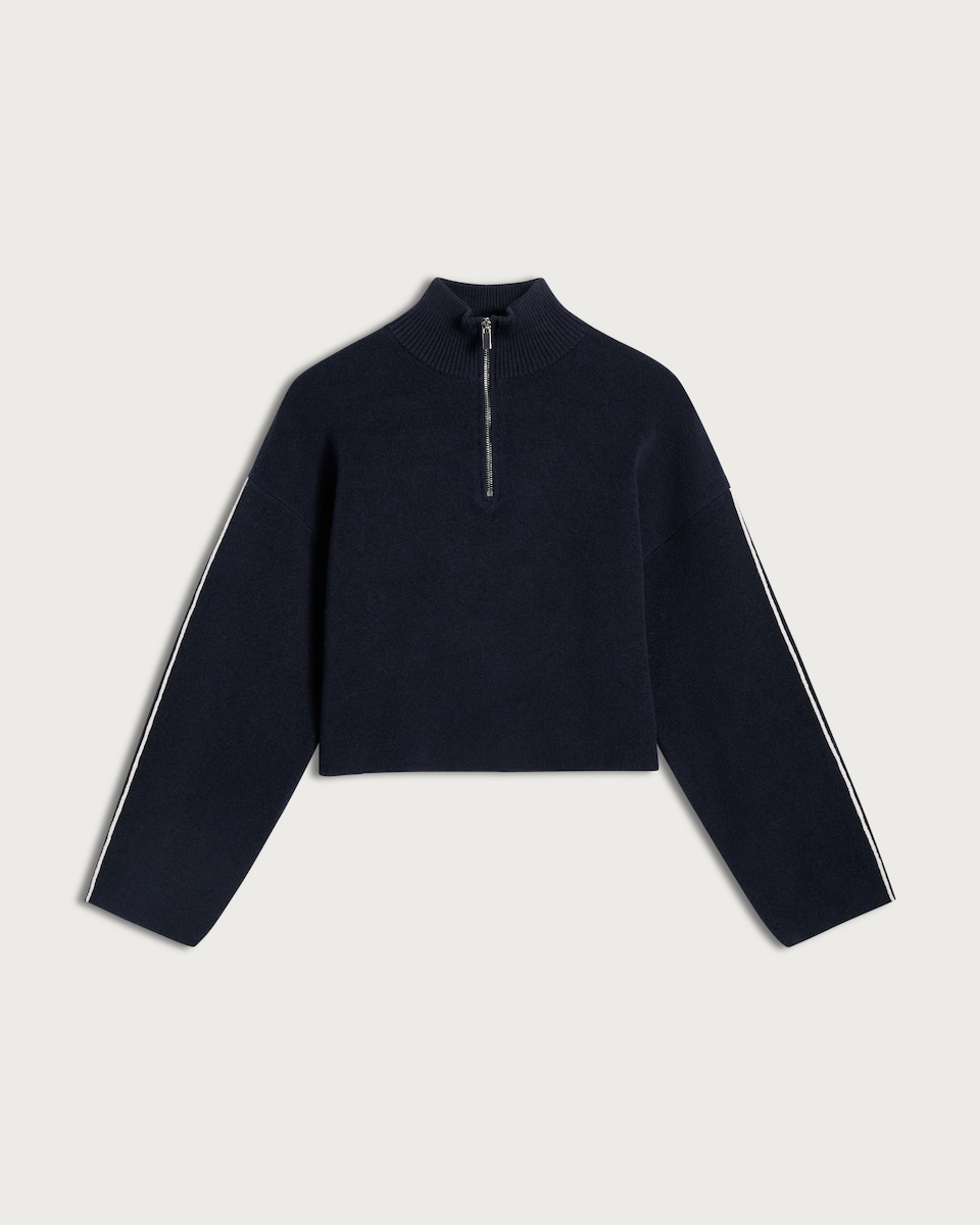 F&F Half Zip Cropped Jumper in Navy - Tesco Groceries