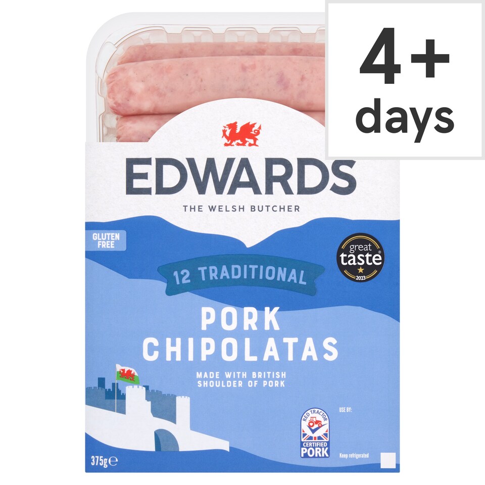 Edwards 12 Traditional Pork Chipolatas 375g - Tesco Groceries
