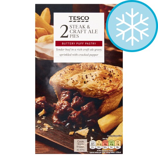 Tesco 2 Steak & Craft Ale Pies 440G - Tesco Groceries
