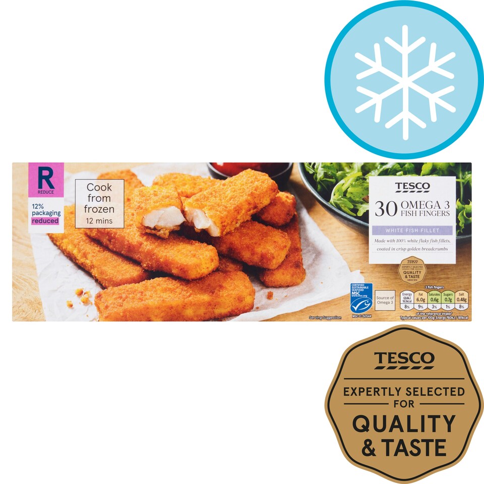 Tesco 30 Omega 3 Fish Fingers 900G - Tesco Groceries