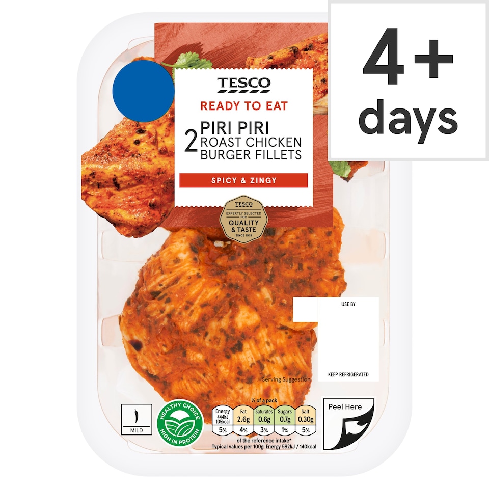 Tesco 2 Peri Peri Roast Chicken Burger Fillets 150g - Tesco Groceries