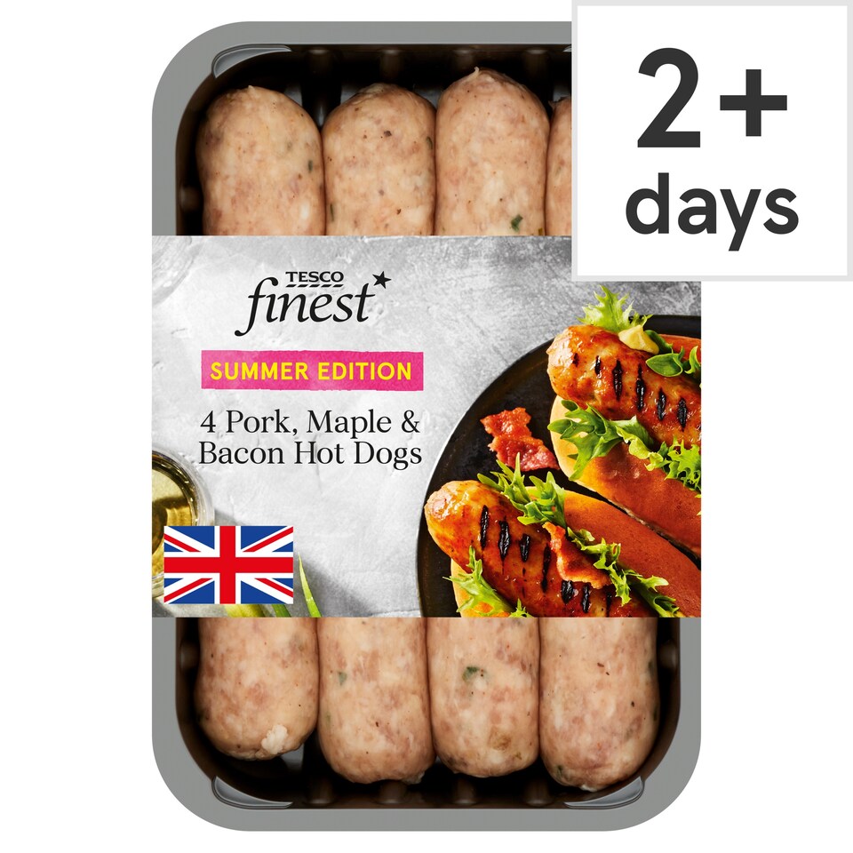 Tesco Finest 4 Pork Maple & Bacon Hot Dogs 400G - Tesco Groceries