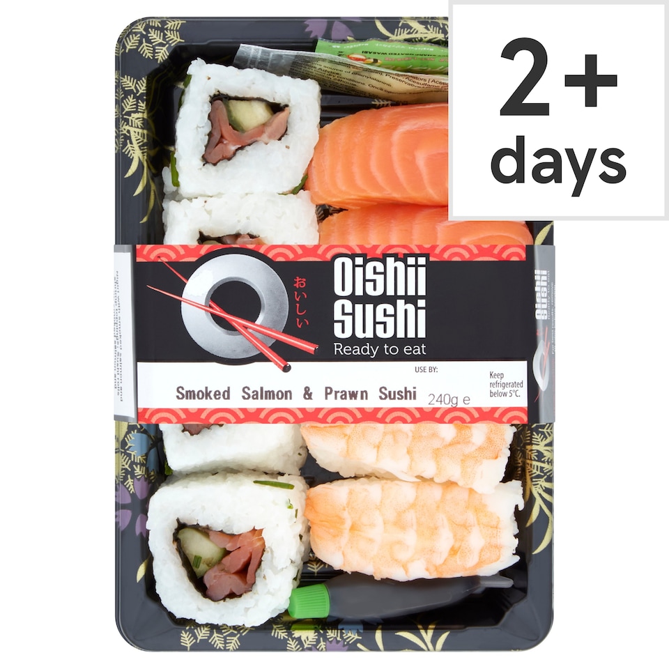 Oishii Sushi Smoked Salmon & Prawn Sushi 240G - Tesco Groceries