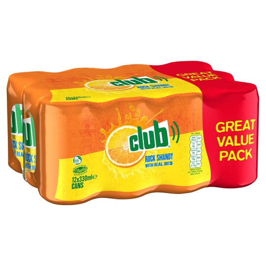 Club Rock Shandy 12X330ml - Tesco Groceries