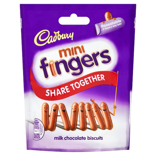 Cadbury Mini Fingers Pouch 125G - Tesco Groceries