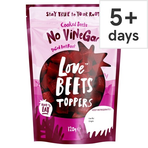 LOVE BEETS NO VINEGAR DICED BEETROOT TOPPERS 120G - Tesco Groceries