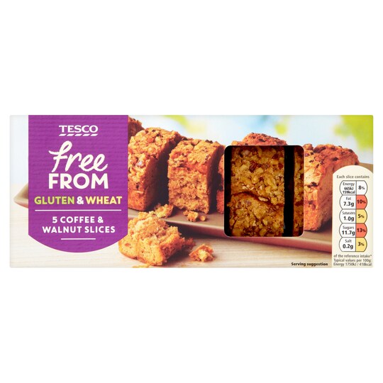 Tesco Free From 5 Coffee And Walnut Slices 190G - Tesco Groceries