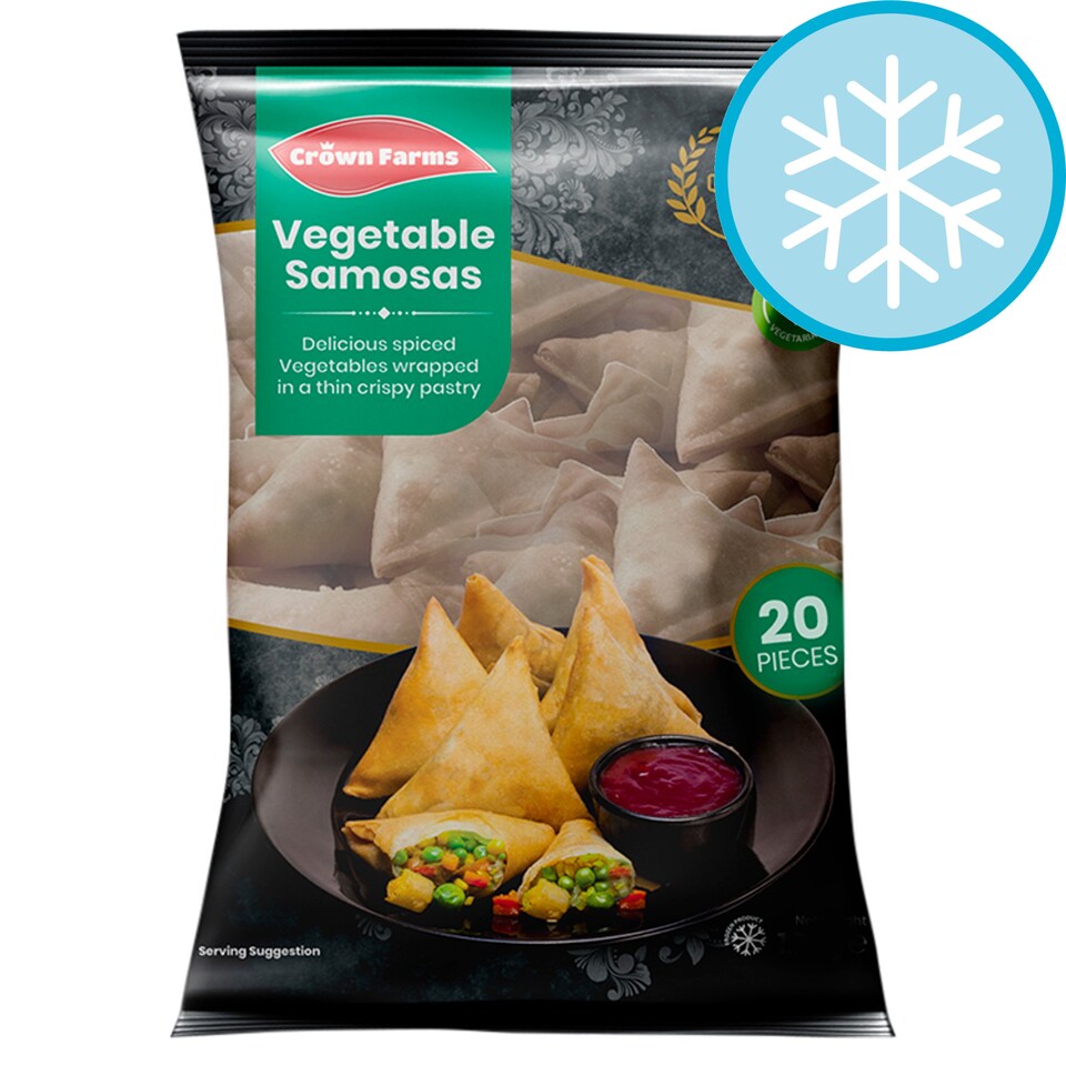 Crown Farms Vegetable Samosa's 20 Pieces 650g - Tesco Groceries