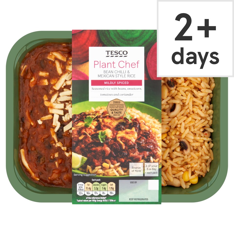 Tesco Plant Chef Bean Chilli & Mexican Style Rice 400g - Tesco Groceries