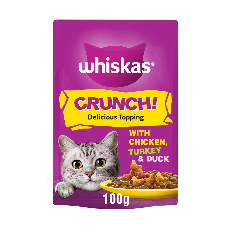 WHISKAS Crunch Cat Treats With Chicken Turkey & Duck 100g - Tesco Groceries