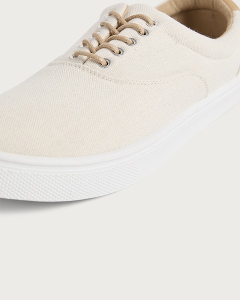F&F Lace Up Canvas Trainers in Neutral - Tesco Groceries