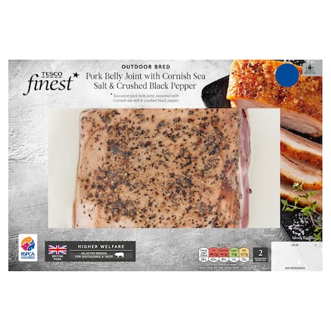 Tesco Finest Cornish Sea Salt and Black Pepper Pork Belly Joint 400g ...