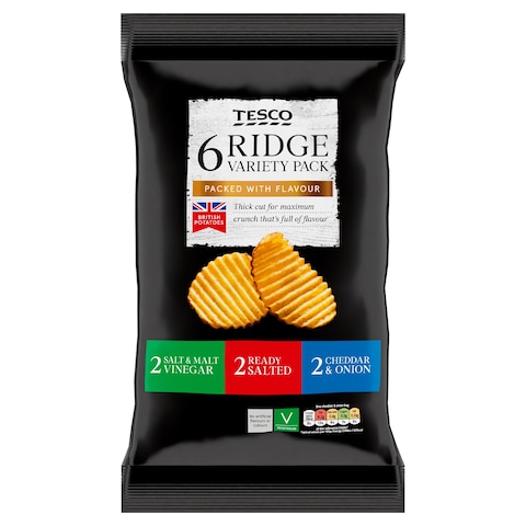 Tesco Ridge Cut Variety Crisps 6X30g - Tesco Groceries