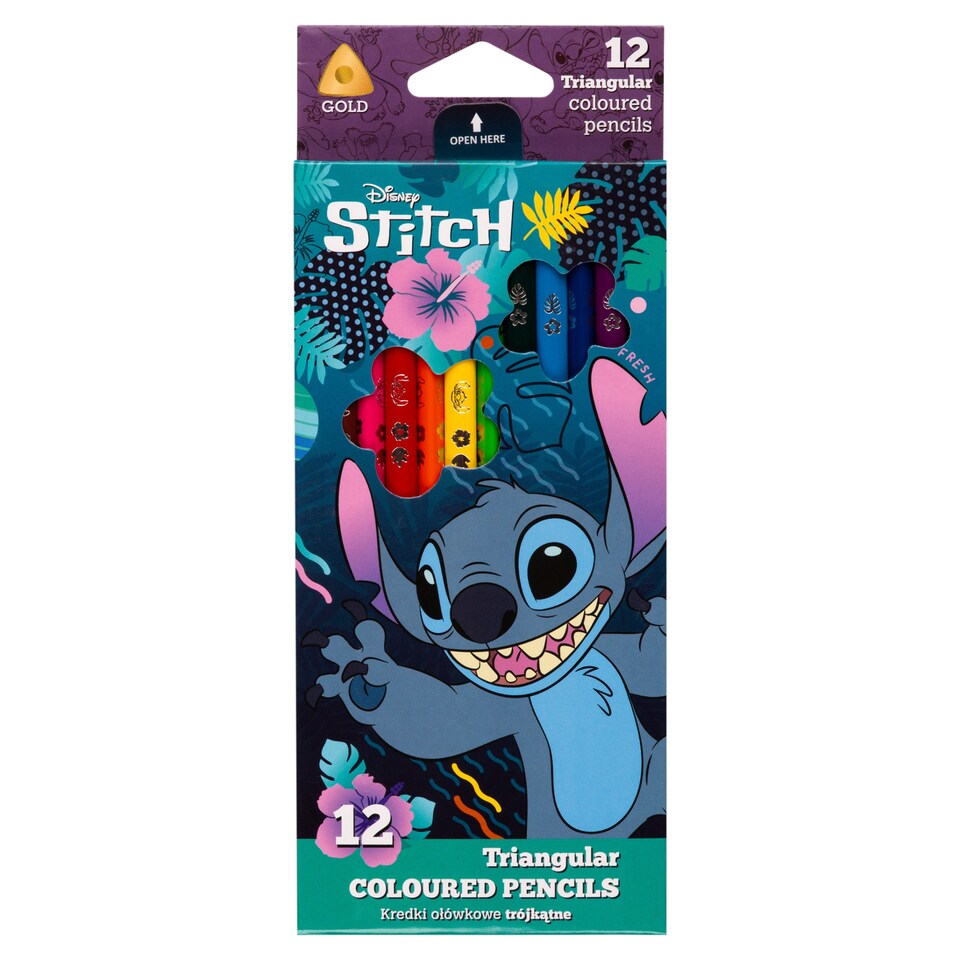 Disney Stitch háromszöglet& színes ceruza 12 db - Tesco Groceries