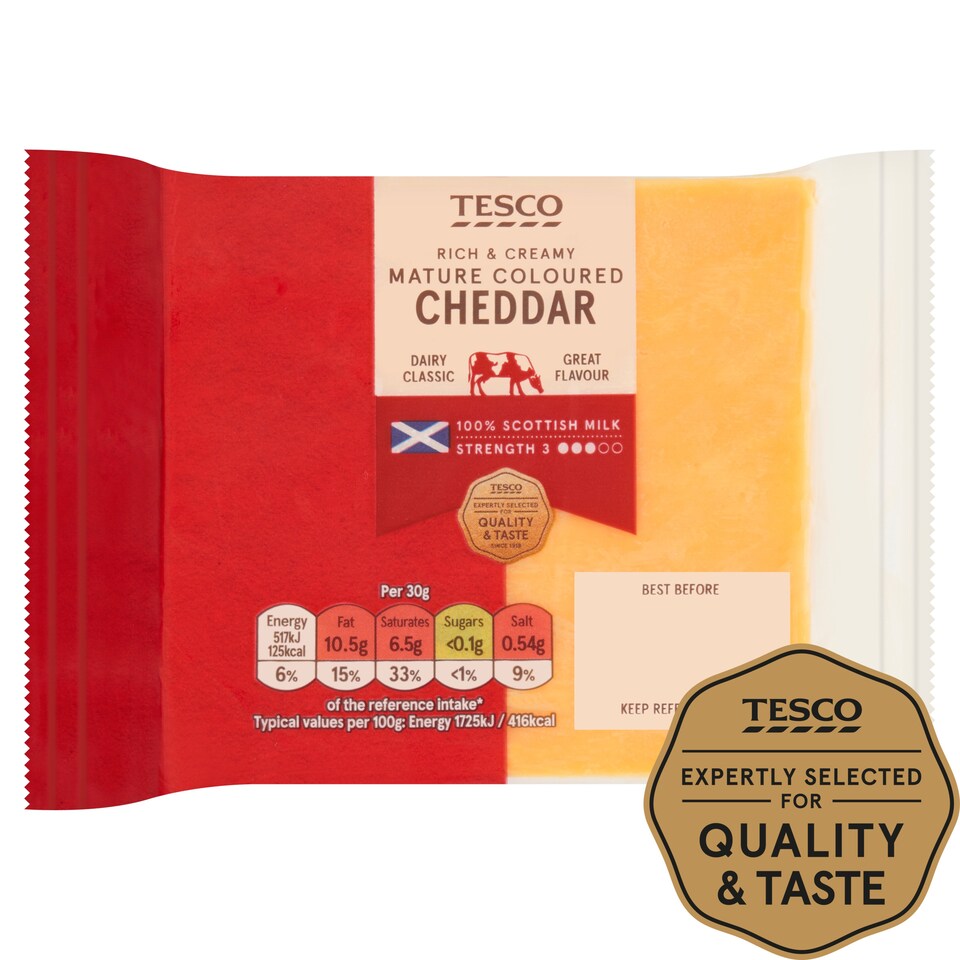 Tesco Scottish Mature Coloured Cheddar Cheese 220G - Tesco Groceries
