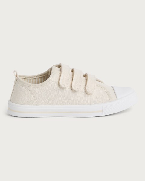 F&F Girls Triple Strap Trainers in Cream - Tesco Groceries