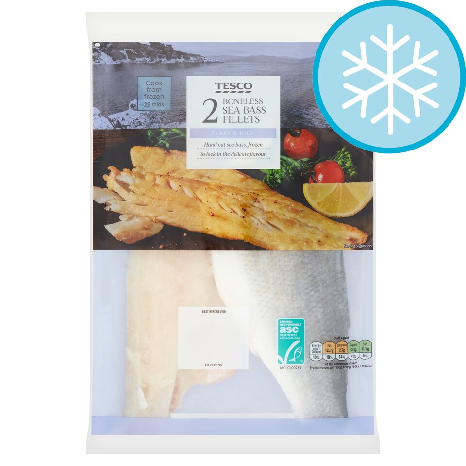 Tesco 2 Boneless Seabass Fillets 240G - Tesco Groceries