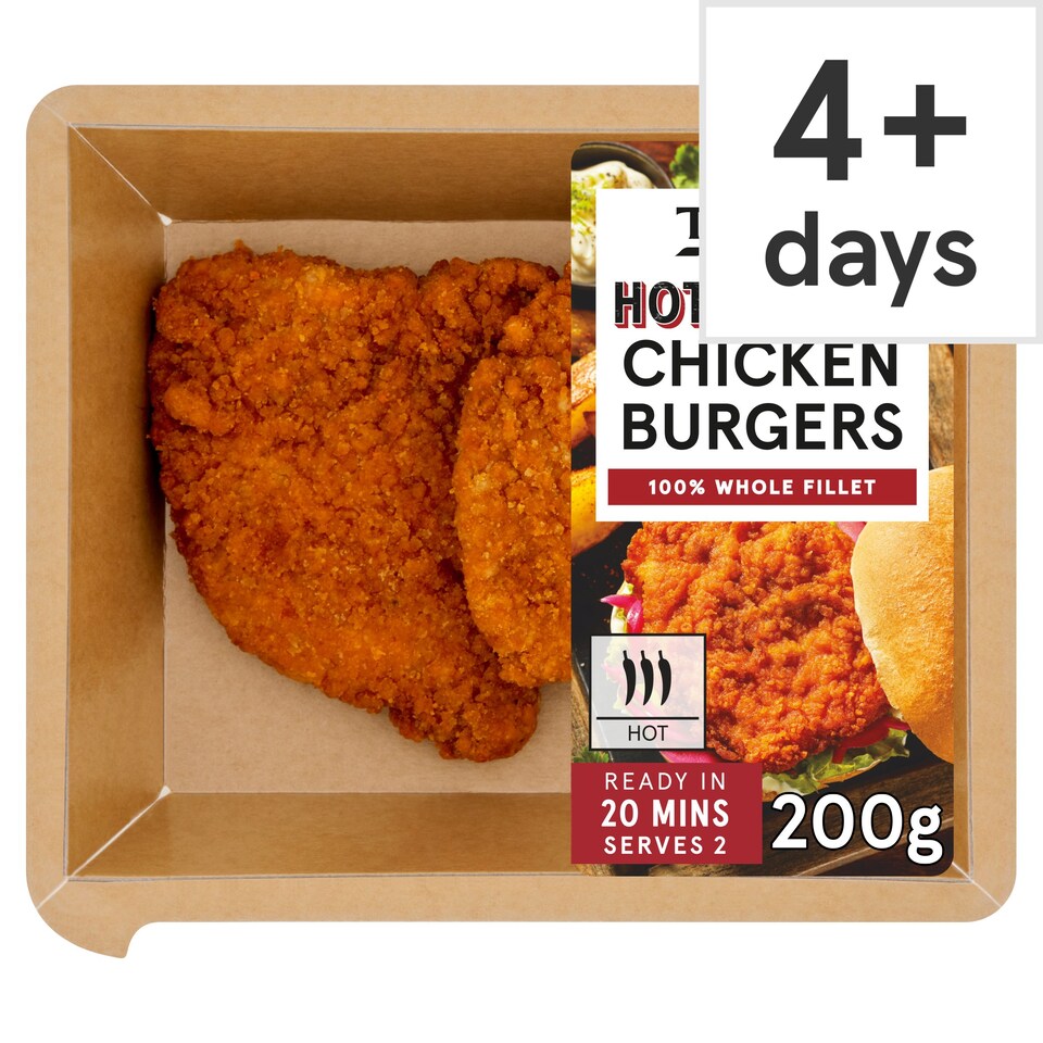 Tesco 2 Hot & Spicy Chicken Burgers 200g - Tesco Groceries