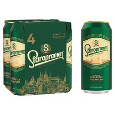 Staropramen Premium Czech Style Pilsner Lager Beer 4 x 440ml - Tesco ...