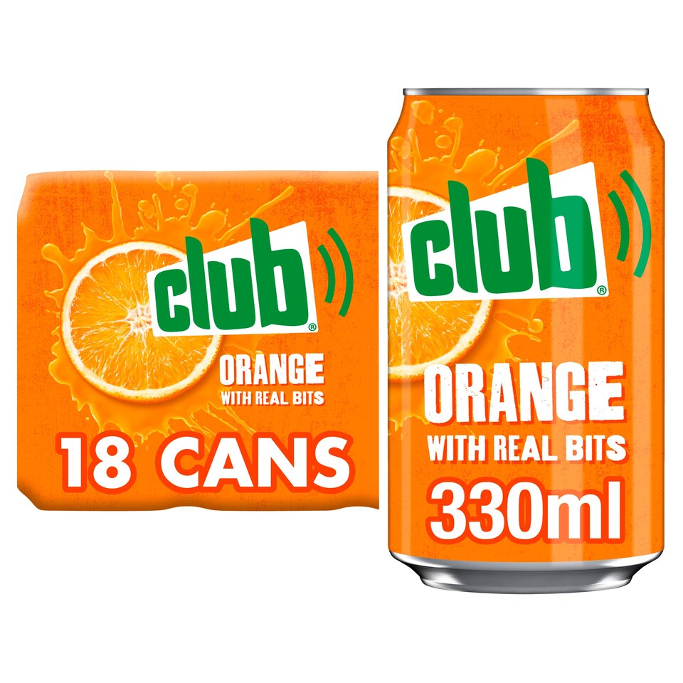 Club Orange With Real Bits Soft Drink 18 X 330Ml - Tesco Groceries