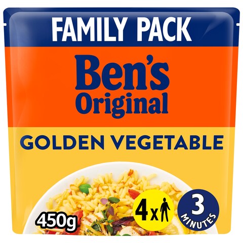 Bens Original Golden Vegetable Microwave Rice Family Pack 450g - Tesco ...