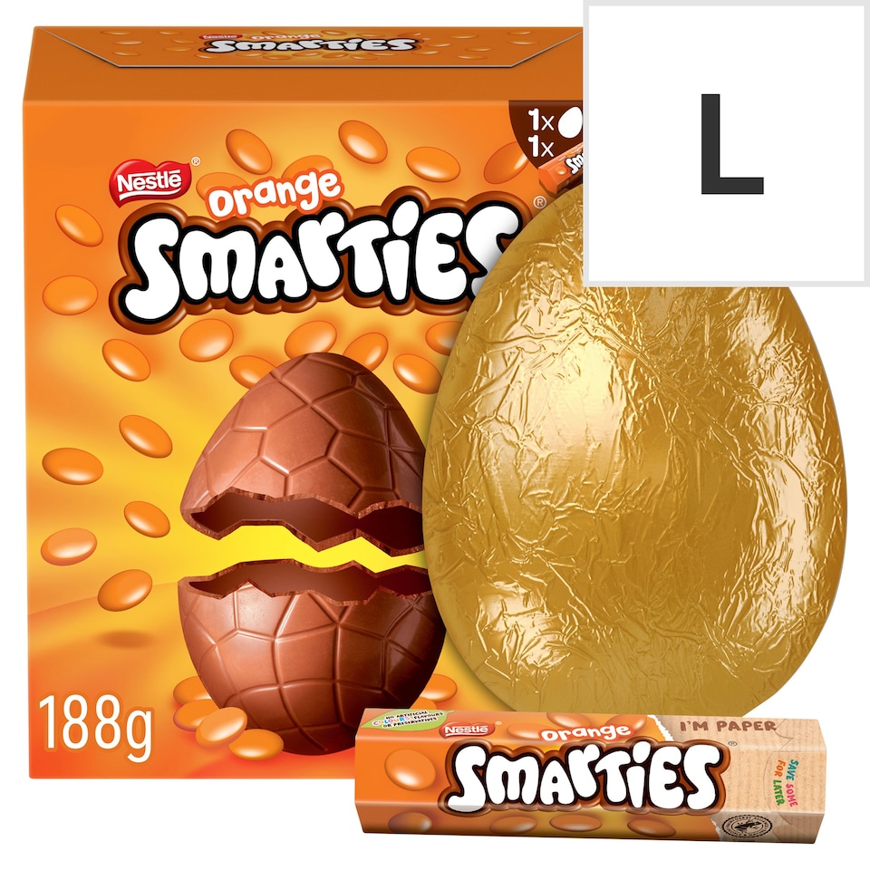 Smarties Orange Chocolate Large Easter Egg 188G - Tesco Groceries