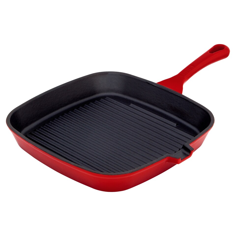 Go Cook Cast Iron Grill Pan Red - Tesco Groceries