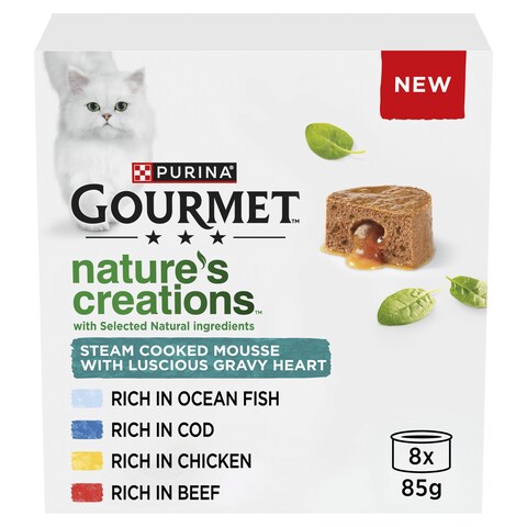 Gourmet Natures Creations Cat food Mixed selection Mousse 8x85g - Tesco ...