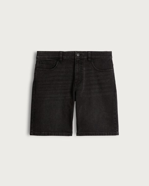 F&F Regular Fit Knitted Denim Shorts in Black - Tesco Groceries