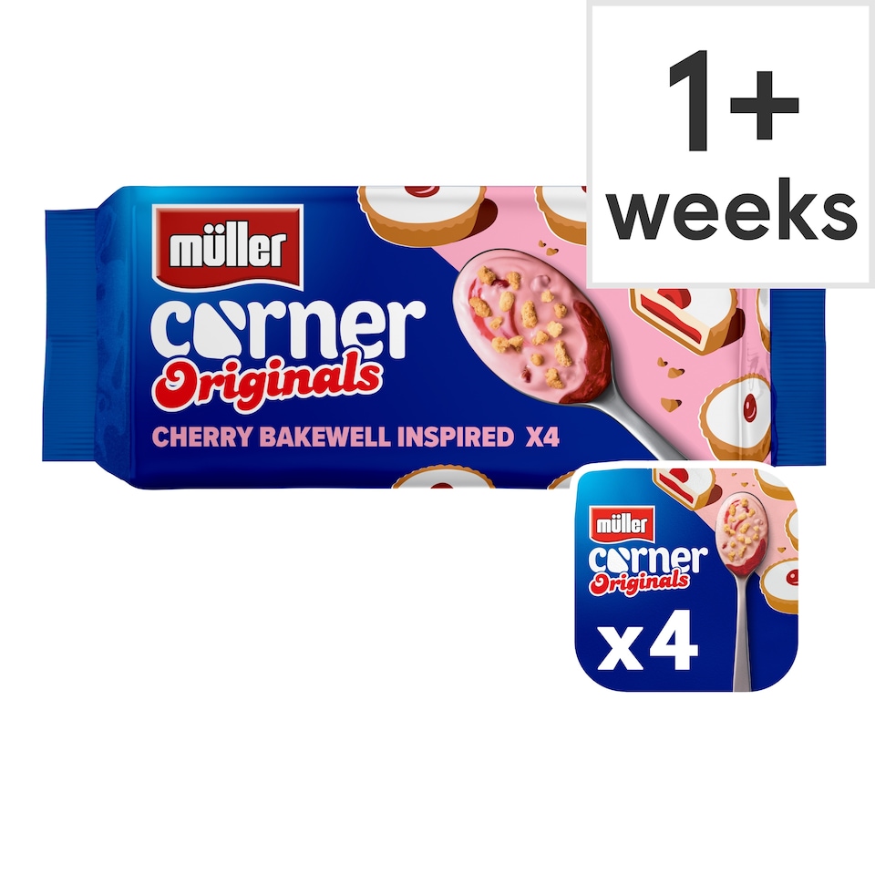 Muller Corner Originals Yogurt - Cherry Bakewell Inspired 4 x 124g ...