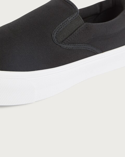 F&F Slip-On Canvas Trainers in Black - Tesco Groceries